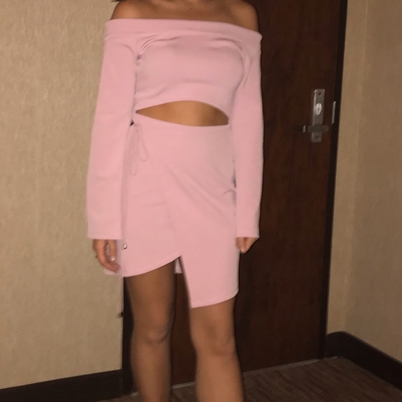 Dresses | Pink Dress Off The Shoulder With Stomach Cut Out | Poshmark